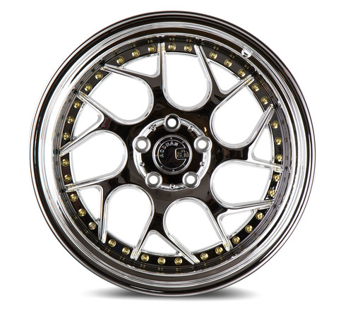 Aodhan Wheels Ds01 19x9.5 5x114.3 +15 Vacuum Chrome W/ Gold Rivets ...