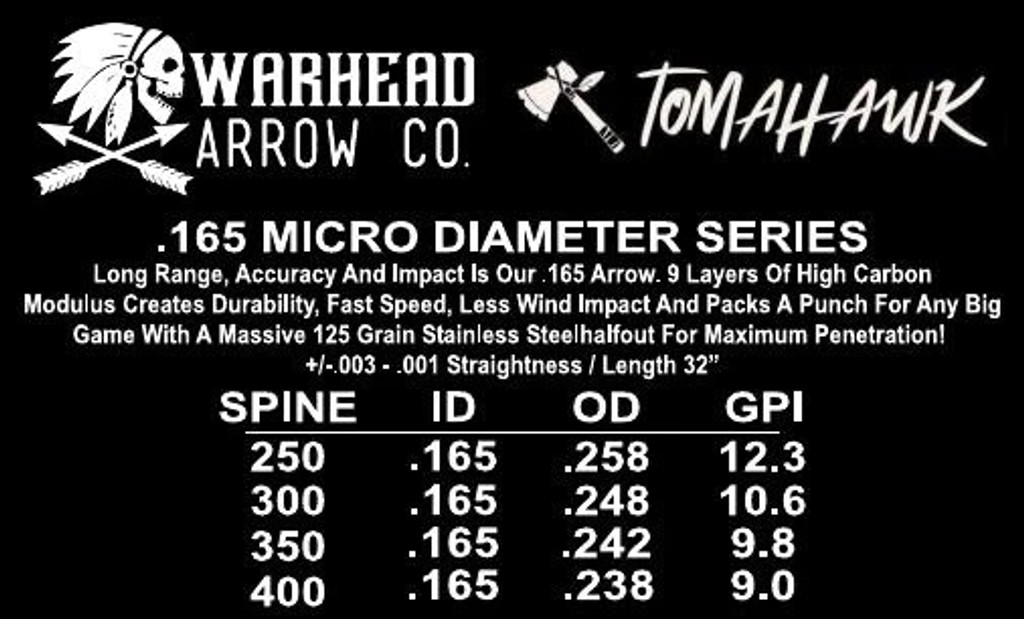 Warhead Arrow Co. 4mm Tomahawk 400 6pk Shafts - Mike's Archery