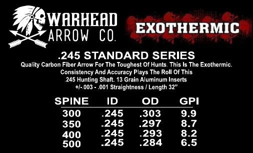 Warhead Arrow Co. 6.5mm Exothermic 500 12pk Shafts - Mike's Archery