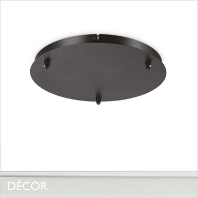 Ideal Lux - Round Ceiling Plate for 3 Pendant Lights, Matt Black ...