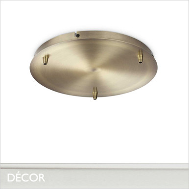 Ideal Lux - Round Ceiling Plate for 3 Pendant Lights, Brushed Brass ...