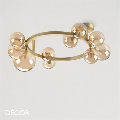 Ideal Lux - Perlage 10 Multiple Ceiling Light, Amber & Brass | Designer ...