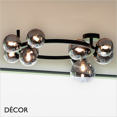 Ideal Lux - Perlage 10 Multiple Ceiling Light, Smoked Grey & Black ...