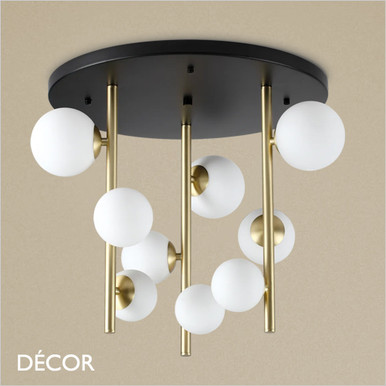 Ideal Lux - Perlage 9 Multiple Ceiling Light, White & Brass | Designer ...