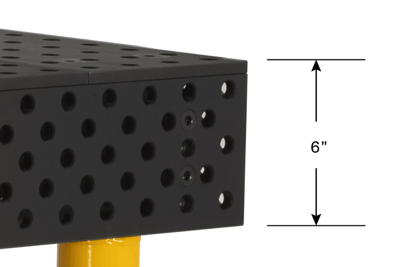 BuildPro 8' x 4' ALPHA 5/8 Welding Table, Nitrided Finish, Height-Adjustable Legs with Casters ...