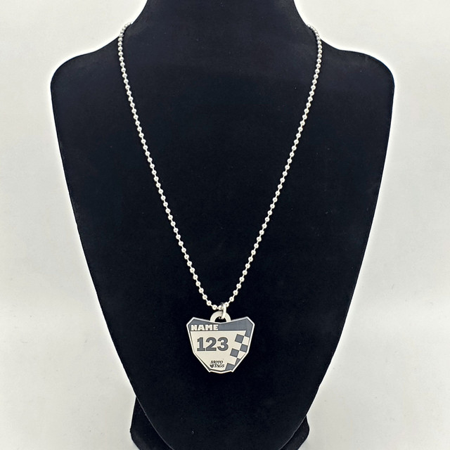Dirt Bike Number Plate Necklace with Personalized Graphics Style 2