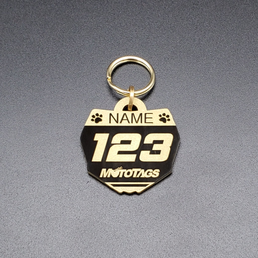 Dirt Bike Number Plate Pet ID Tag with Personalized Graphics Style 1