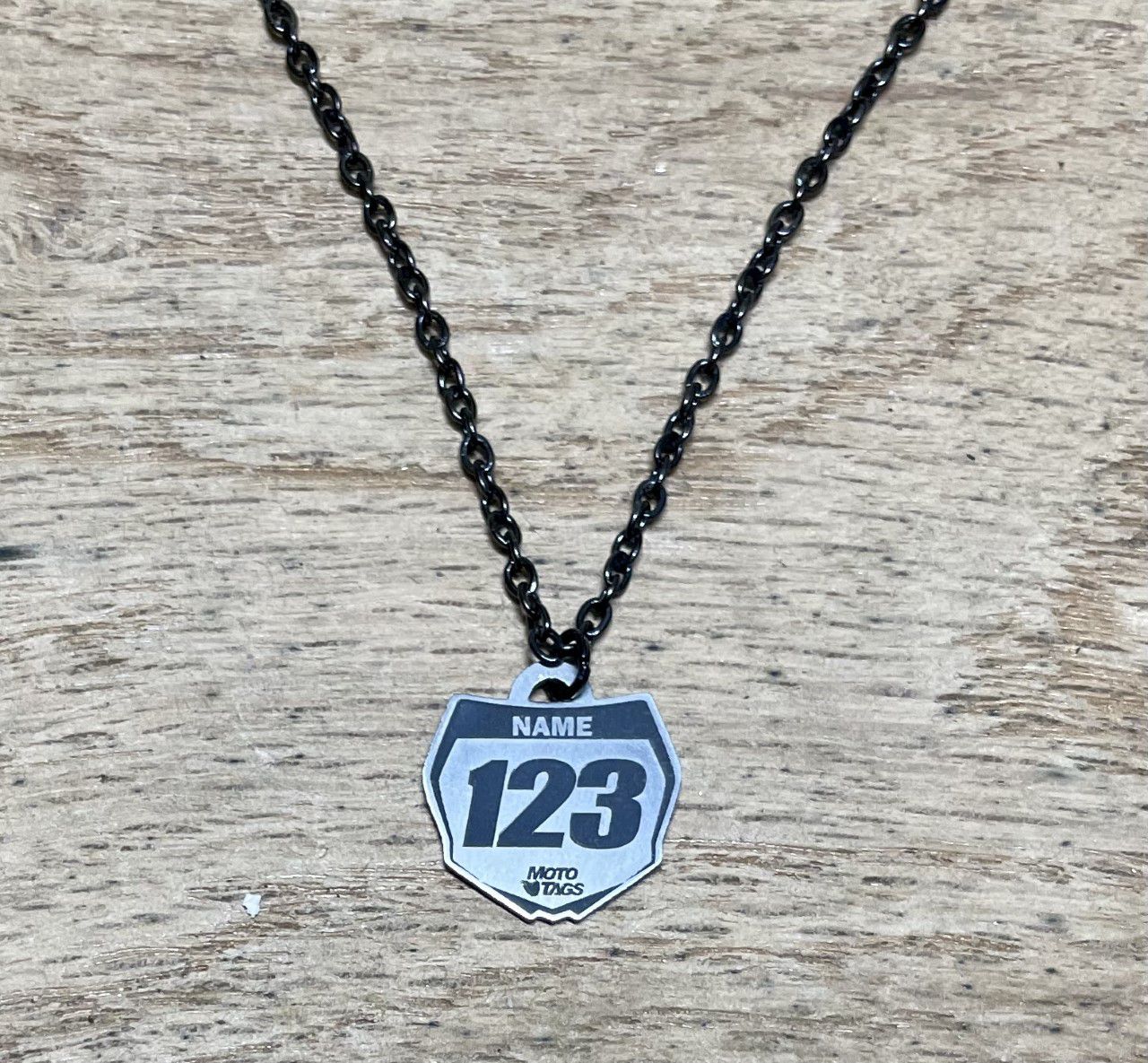 Mini Titanium Number Plate Necklace with Personalized Graphics