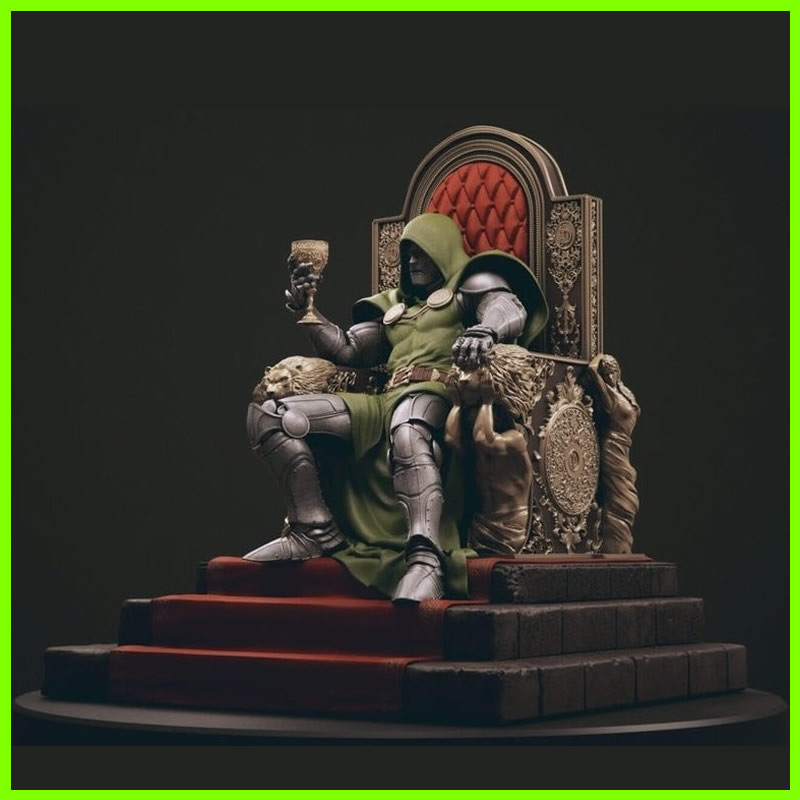 Dr Doom on Throne Statue - STL File for 3D Print