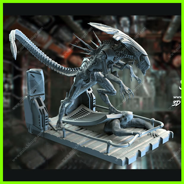 Alien Xenomorph Statue - STL File for 3D Print