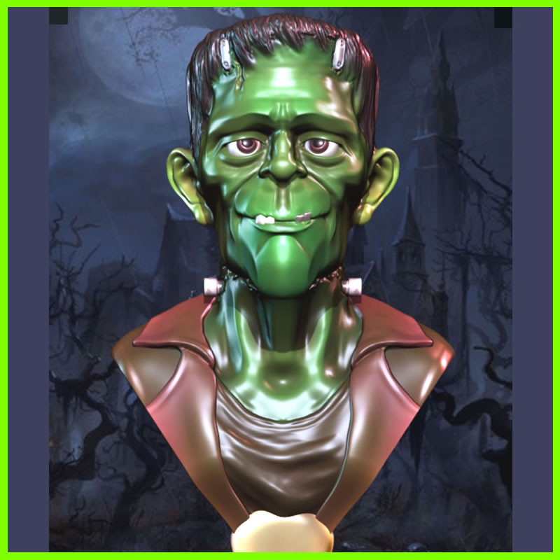 Frankenstein Funny Bust - STL File for 3D Print
