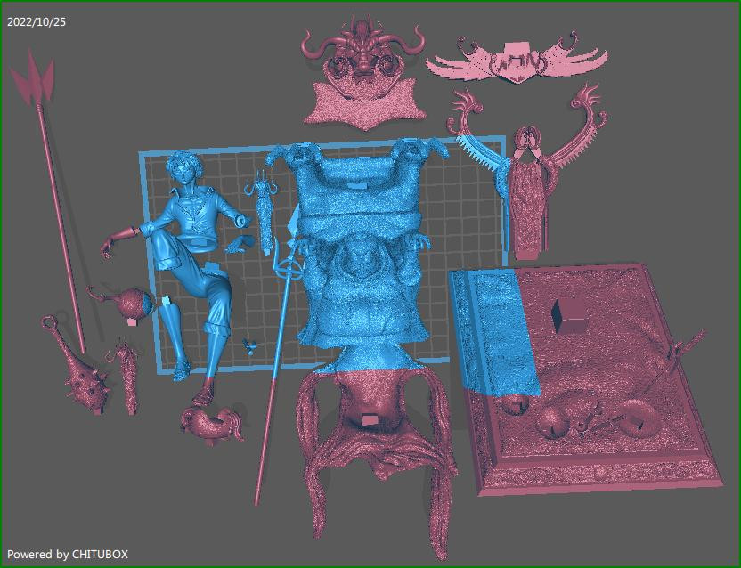 One Piece Luffy on Throne - STL File for 3D Print
