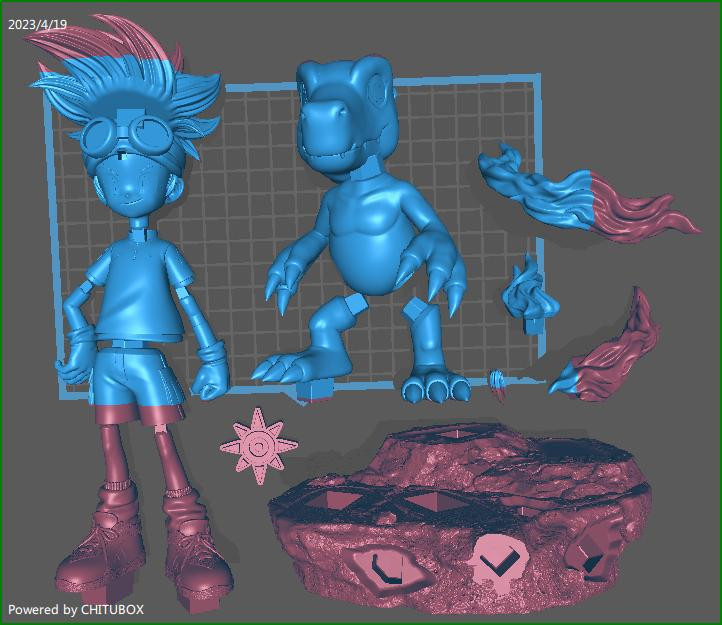 Digimon Tai and Agumon Statue - STL File 3D Print