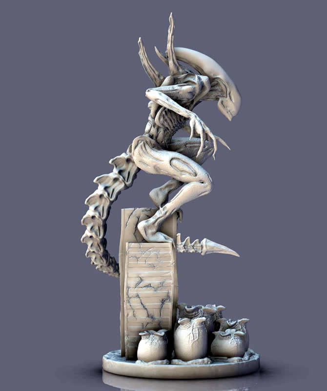 Alien Warrior Statue - STL File for 3D Print