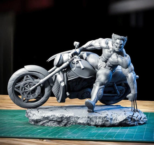 Wolverine on Bike Statue - STL File 3D Print