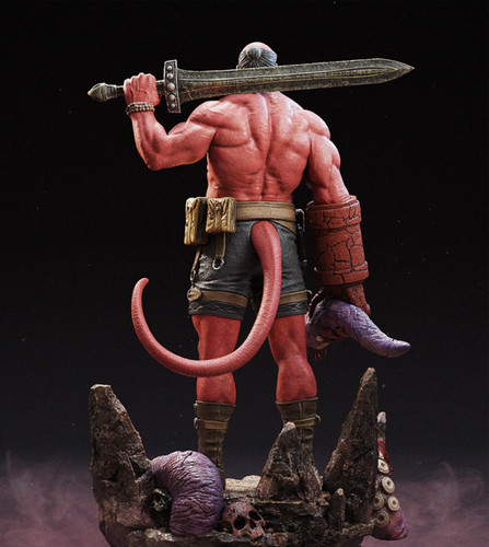 Hellboy with Excalibur Statue - STL File 3D Print