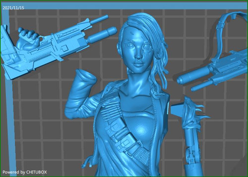 Girl Terminator Statue - STL File for 3D Print