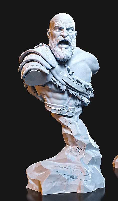 Kratos God of War Statue - STL File 3D Print