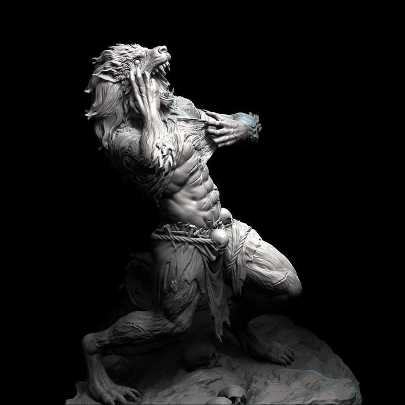 Werewolf Statue - STL File 3D Print