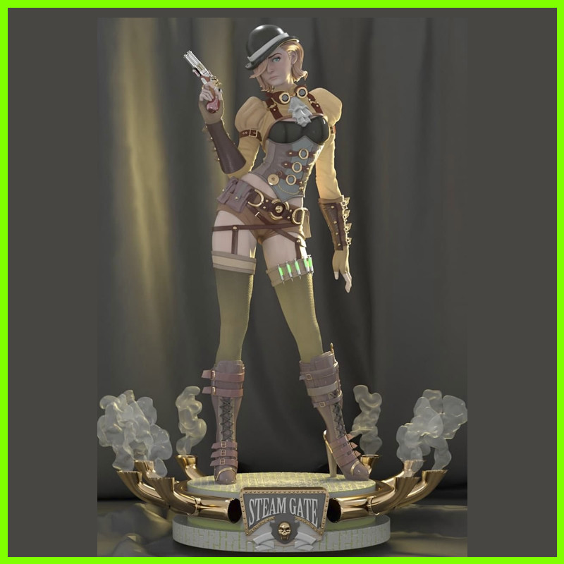 Steam Gate Lady Statue - STL File for 3D Print