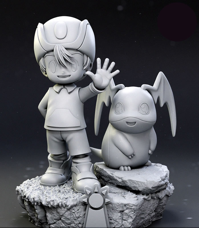 Digimon TK and Patamon Statue - STL File 3D Print