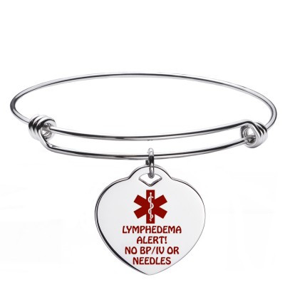 Shop Lymphedema Heart Charm Bangle Medical ID Bracelet