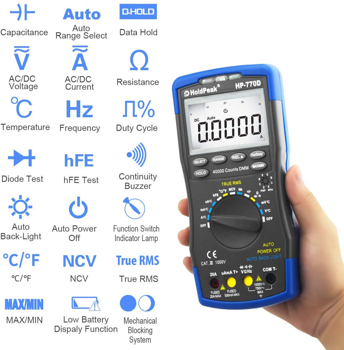 HP-770D Digital Multimeter High-Accuracy Auto Range True RMS 40000 ...
