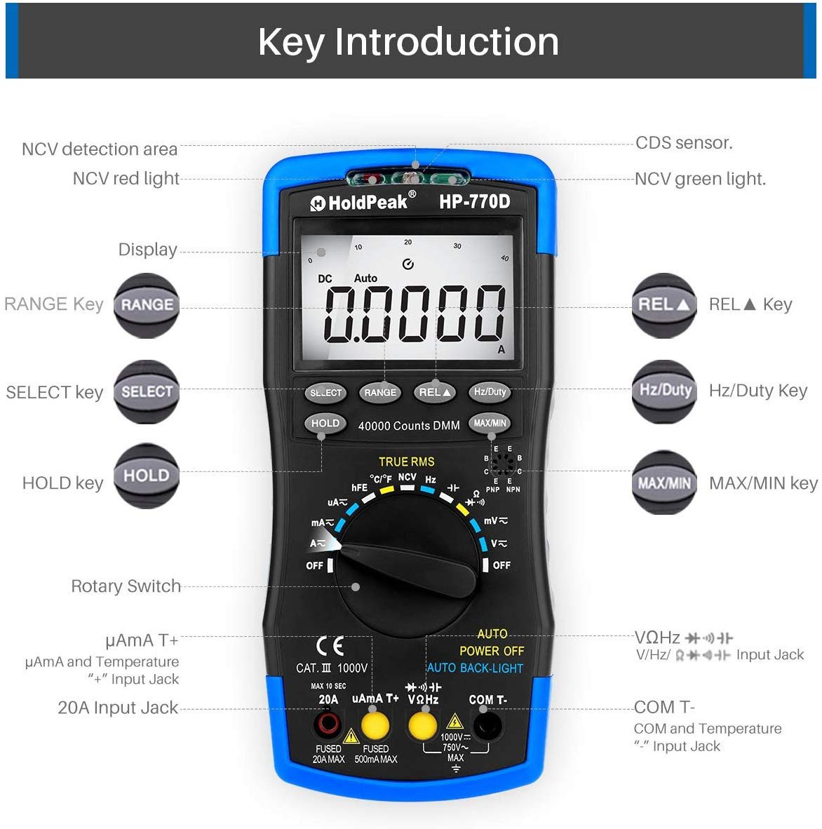 HP-770D Digital Multimeter High-Accuracy Auto Range True RMS 40000 ...