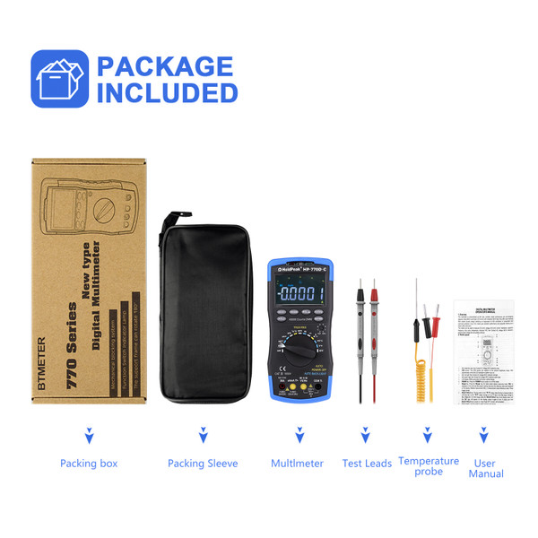HOLDPEAK HP-770D-C NCV Digital Multimeter, Color Screen, Auto Range ...