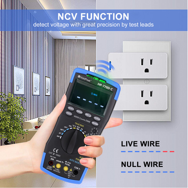 HOLDPEAK HP-770D-C NCV Digital Multimeter, Color Screen, Auto Range ...