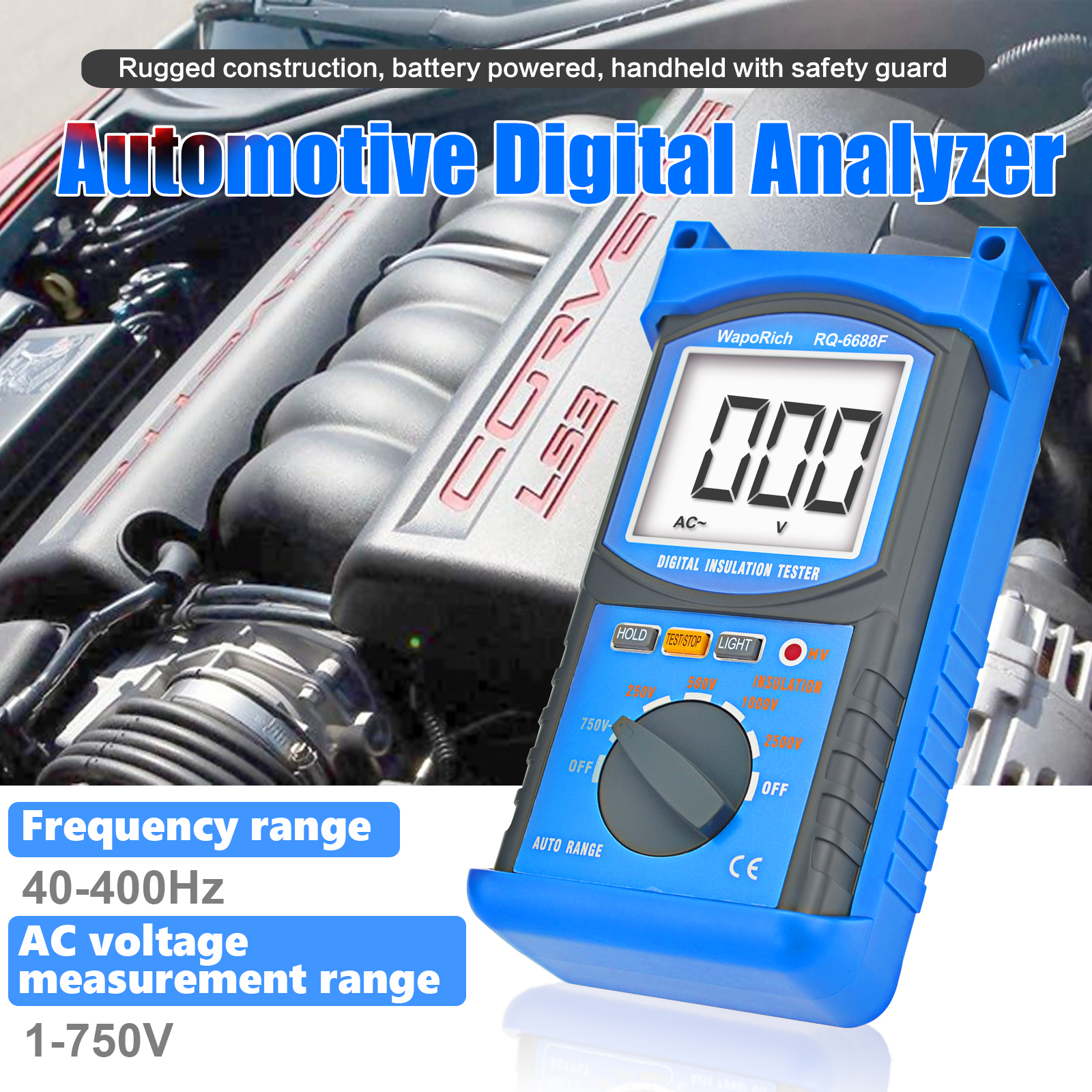 HoldPeak HP-6688F Digital Insulation Resistance Tester, Voltage Tester ...