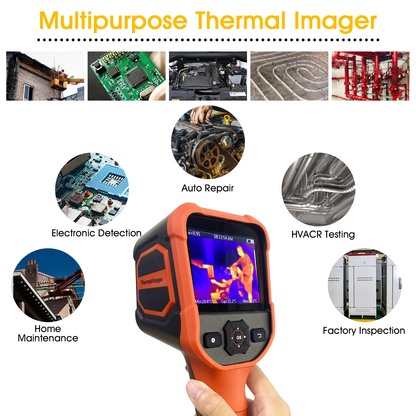 HOLDPEAK HP-T4-TI003-R Thermal Imaging Camera 210*160 IR Resolution 3.5 ...