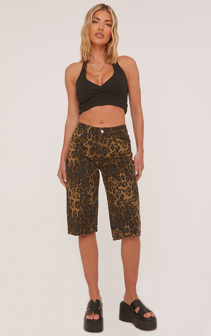 Mid Rise Jort In Leopard Print Denim | EGO Shoes