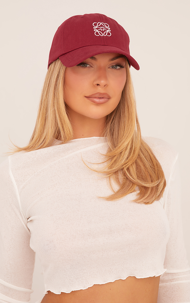 Lara Logo Detail Baseball Cap In Burgundy | EGO Shoes