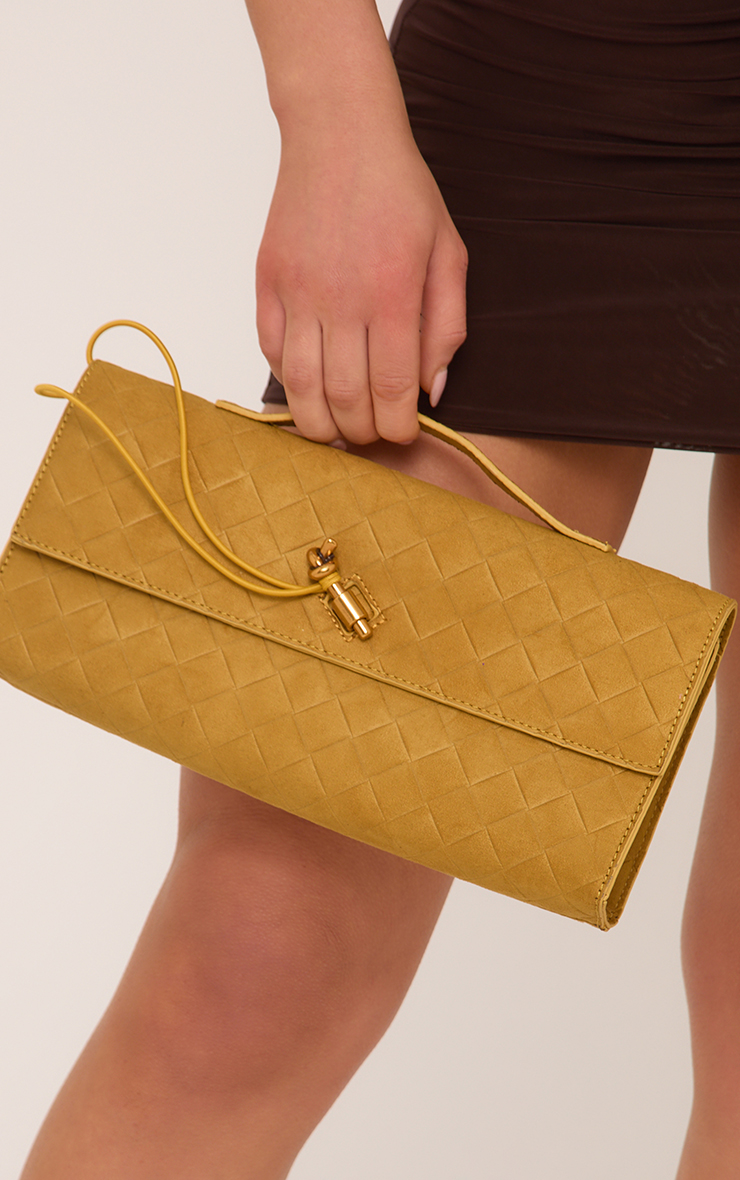 Tori Woven Detail Rectangle Shaped Clutch Bag In Chartreuse Green Faux ...