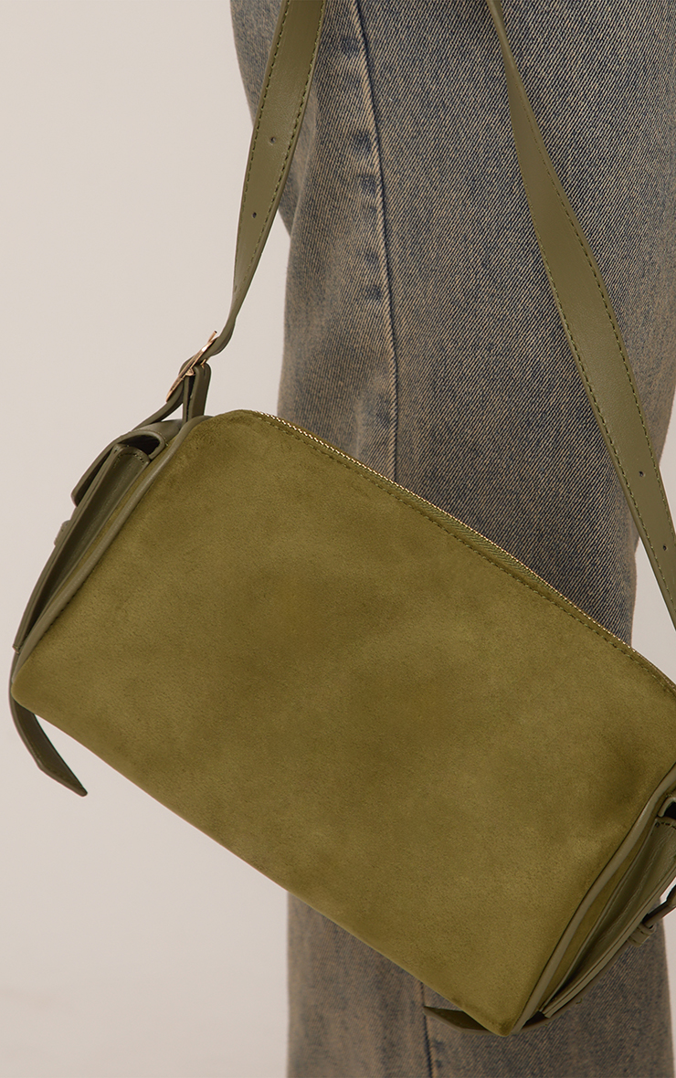 Ella Rectangle Shape Shoulder Bag In Green Faux Suede | EGO US | EGO