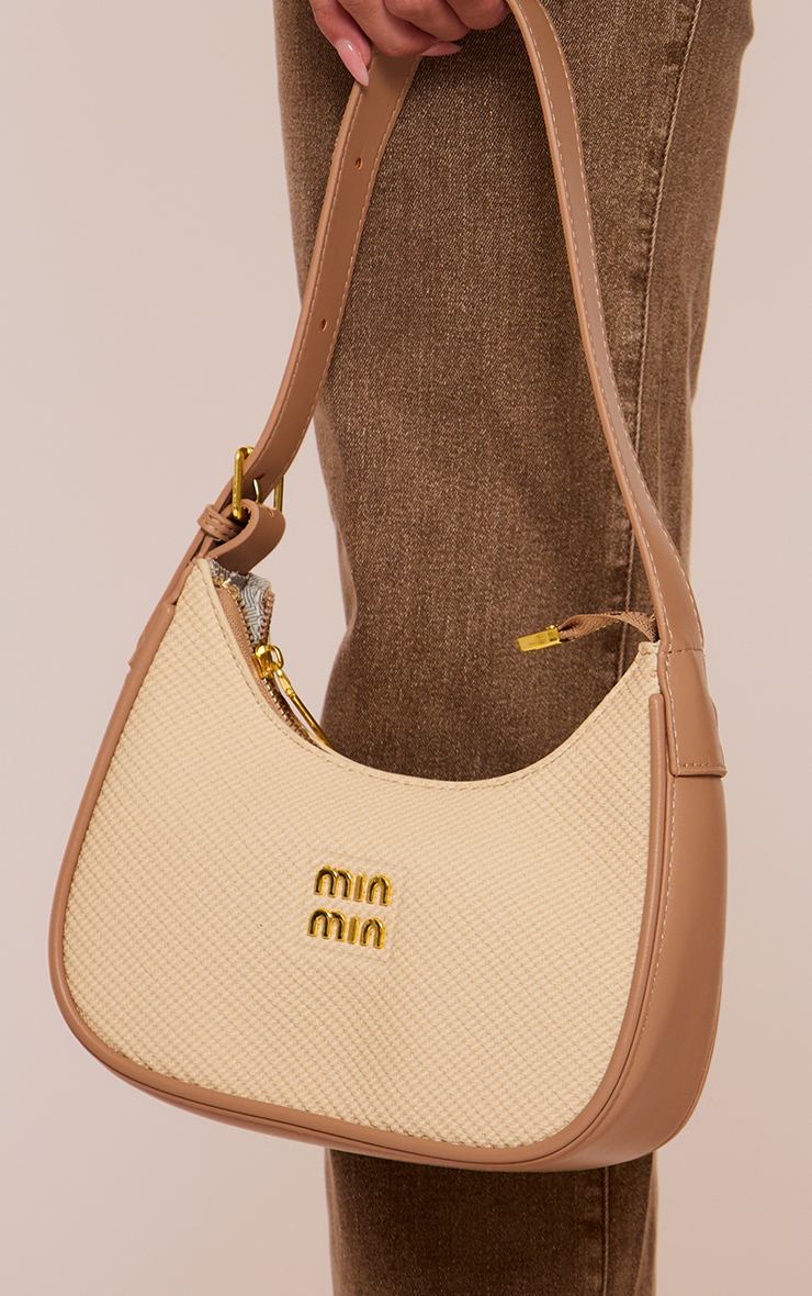 Palaton Logo Detail Shaped Shoulder Bag In Beige Woven | EGO US | EGO