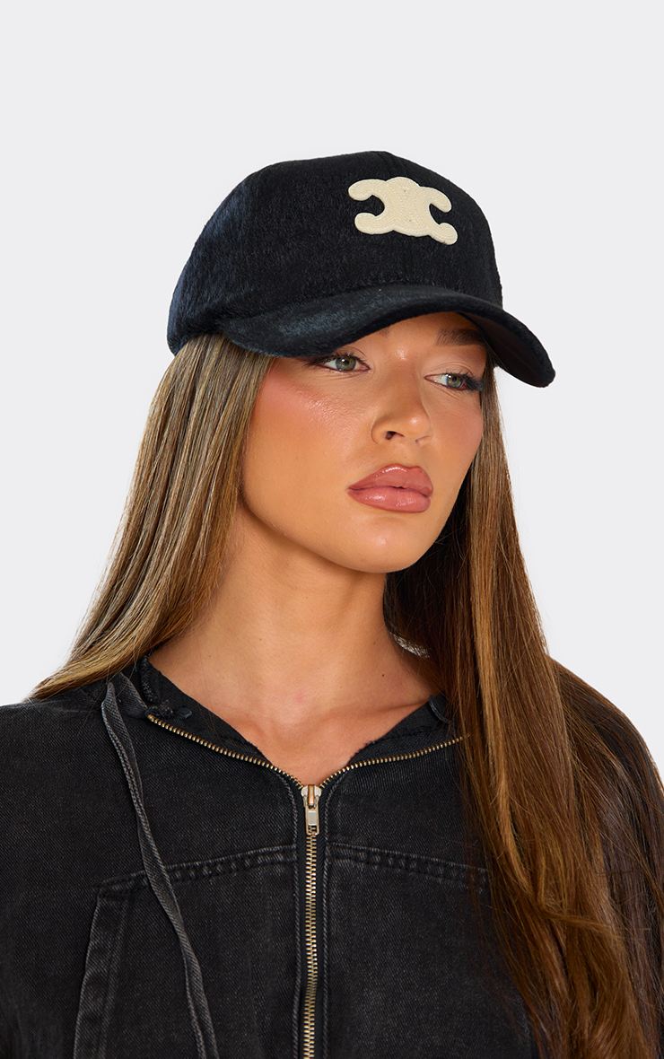 Logo Detail Baseball Cap In Black Faux Fur | EGO US | EGO