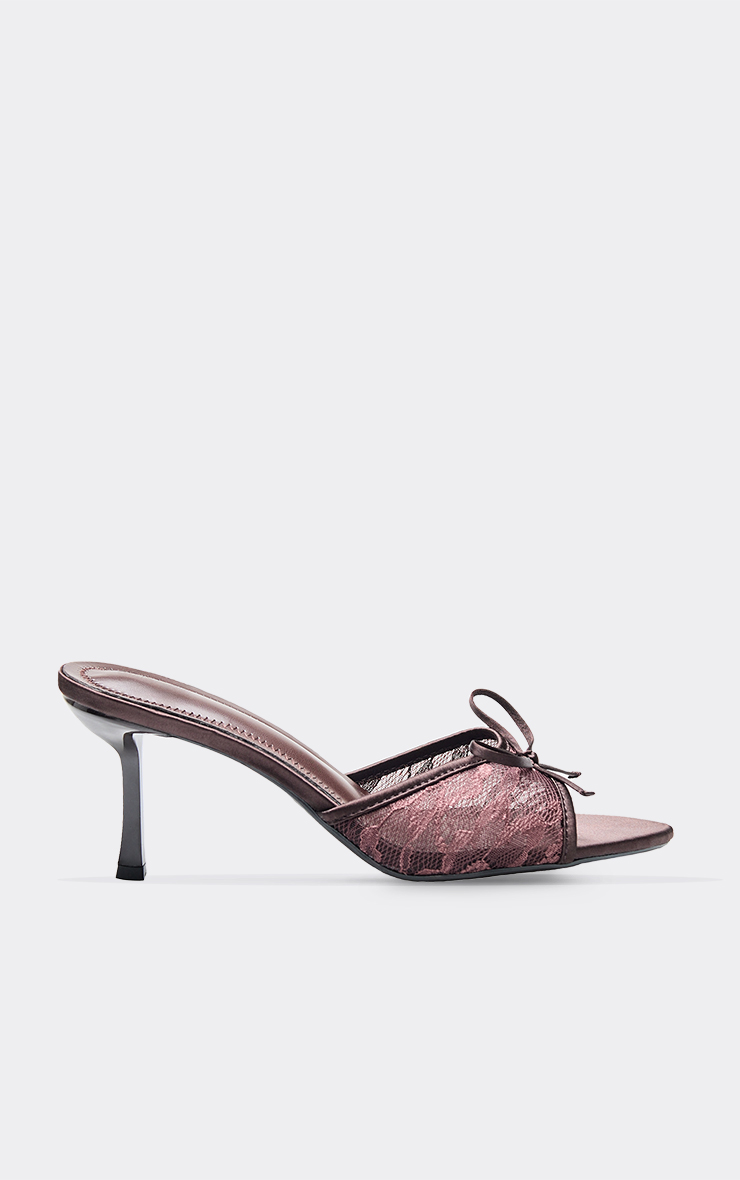 Mistique Bow Detail Heel Mule In Brown Lace | EGO US | EGO