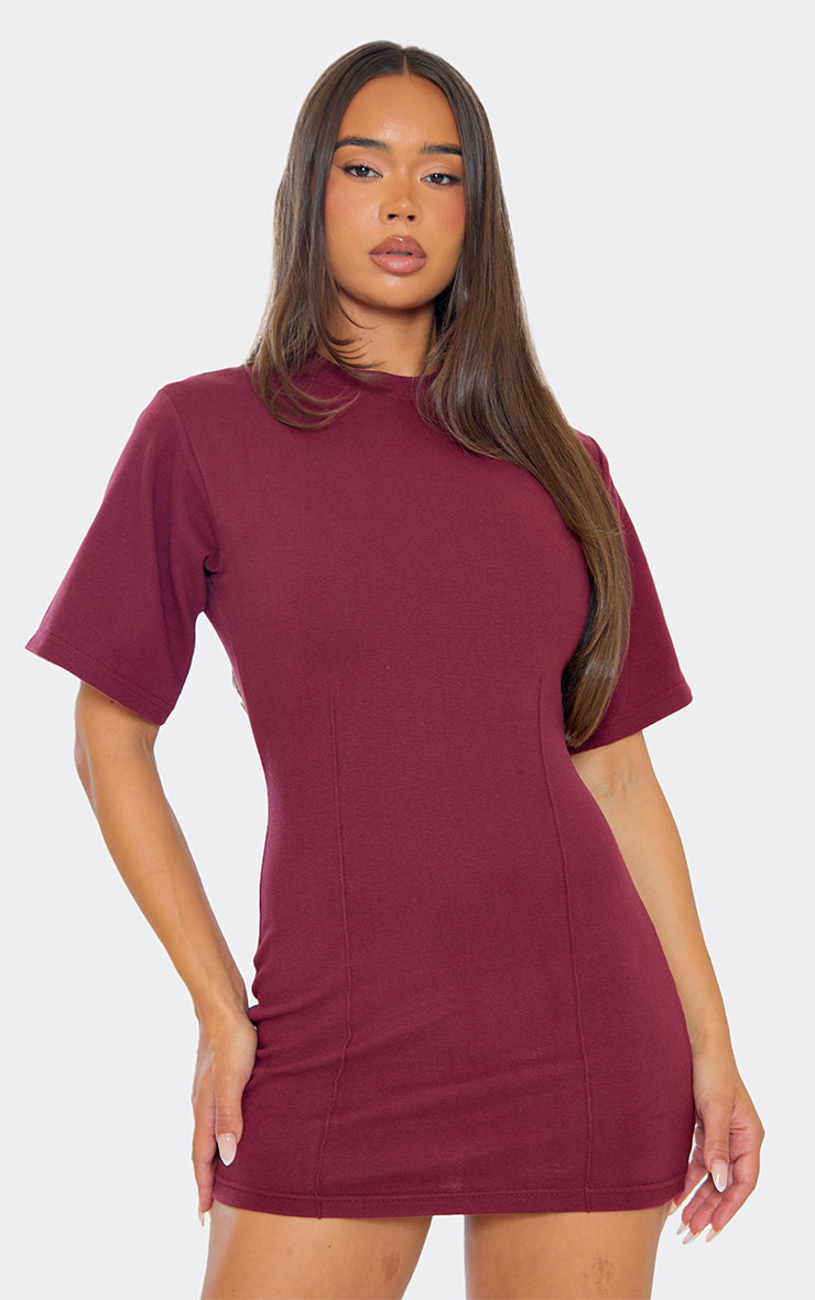Short Boxy Sleeve Shoulder Pads Seam Detail Sweat Mini Dress In ...