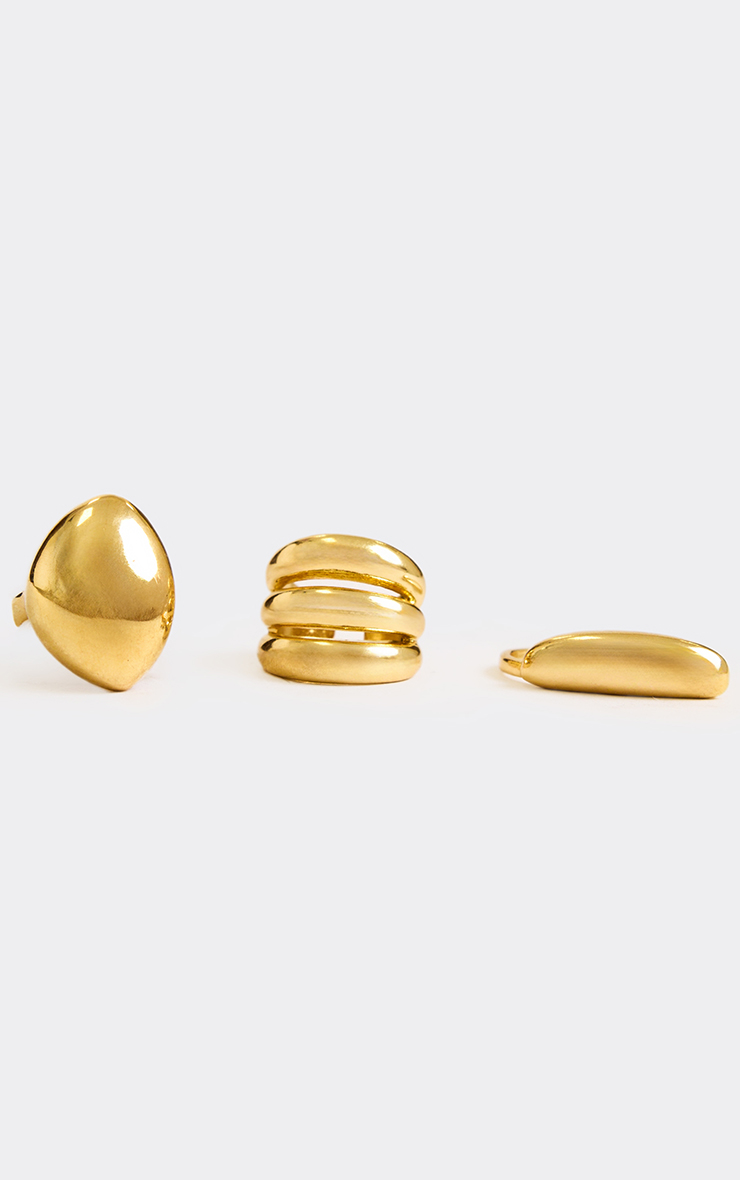 Chunky Layered Bubble Detail Multi Ring Pack In Gold | EGO UK | EGO