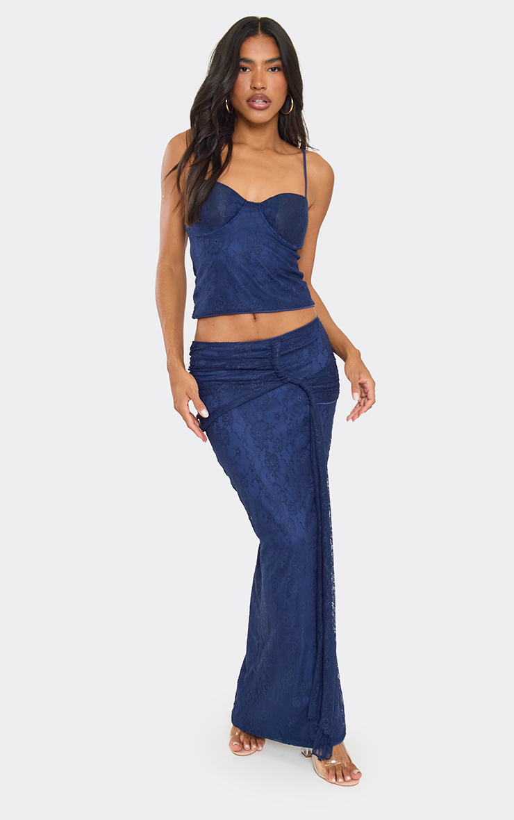 Strappy Corset Top And Ruched Drape Detail Maxi Skirt Co-Ord Set In ...