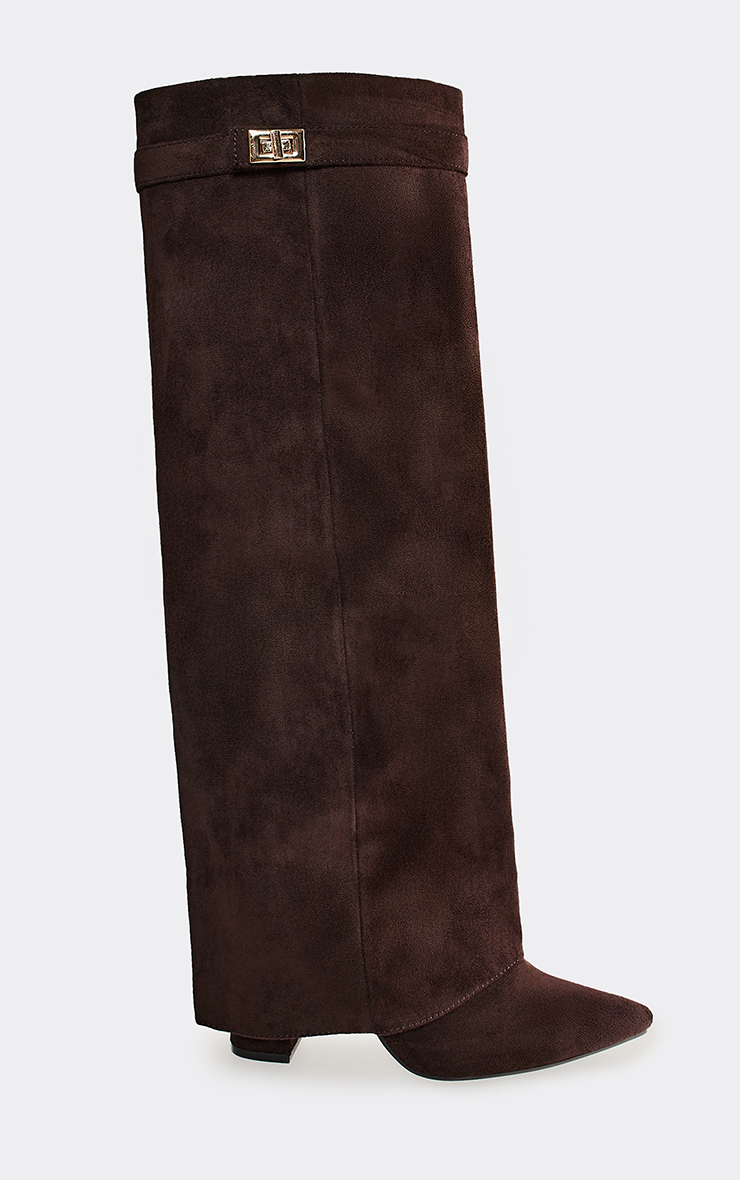 Ranger-Ranger Lock Detail Pointed Toe Knee High Block Heel Boot In ...