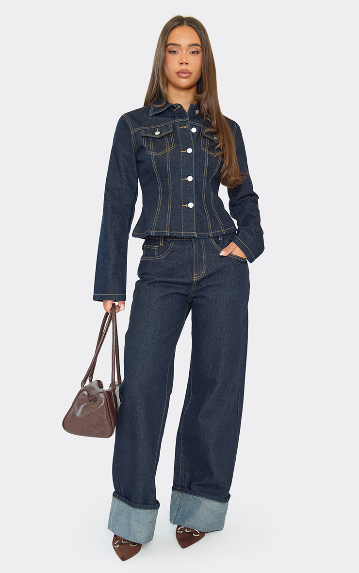 Mid Rise Turn Up Hem Wide Leg Jeans In Indigo Denim | EGO UK | EGO