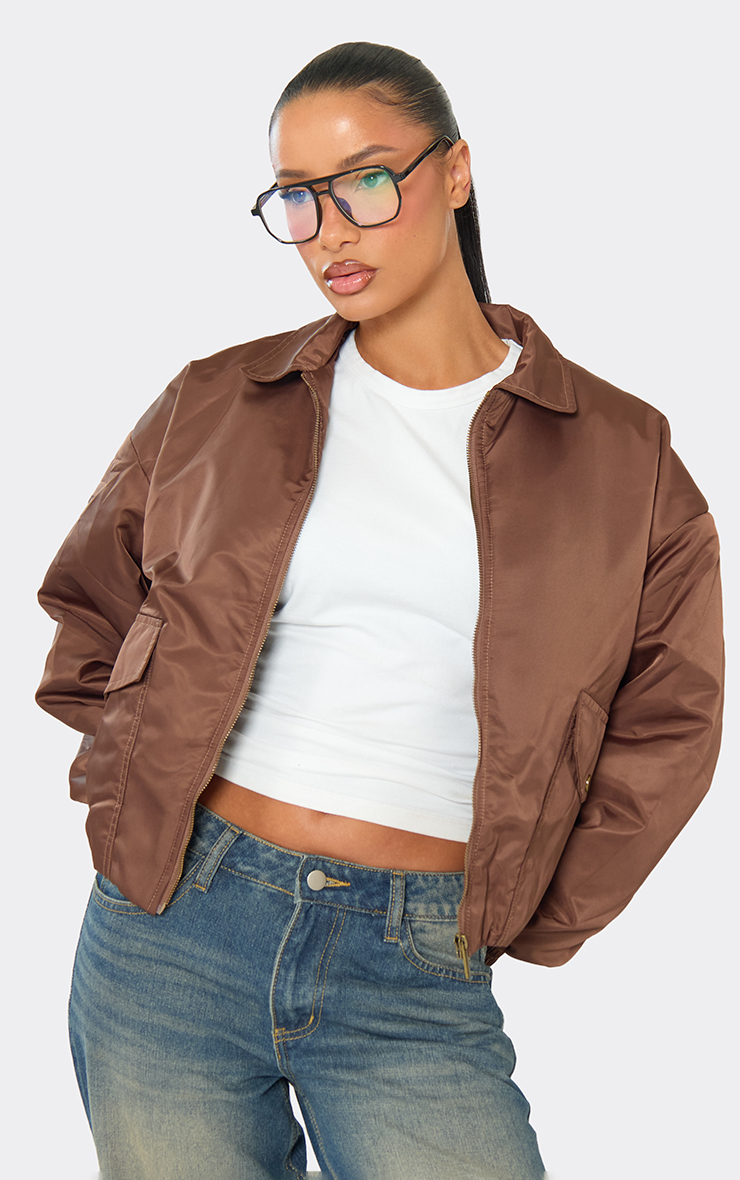 46001 Padded Collar Bomber Jacket In Brown | EGO US | EGO