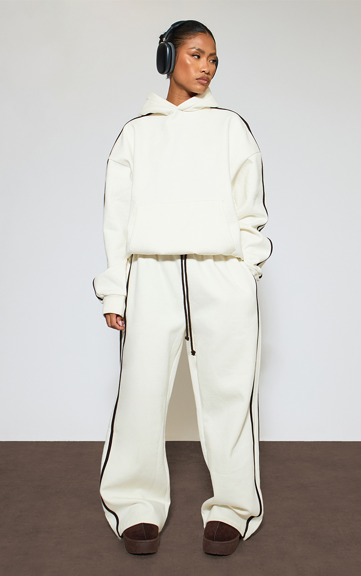 Heavyweight Low Rise Drawstring Contrast Stripe Wide Leg Joggers In ...
