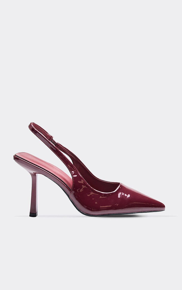 Brooker Pointed Toe Slingback Court Heel In Burgundy Patent | EGO US | EGO