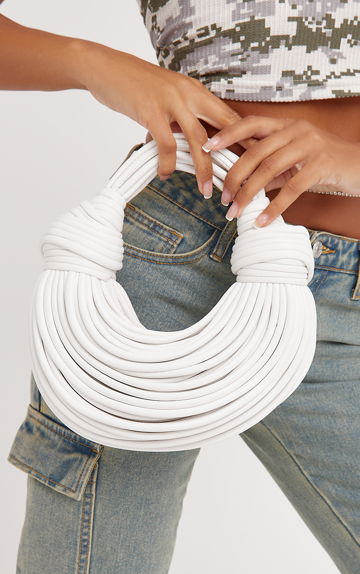 Leif Knotted Detail Strappy Shoulder Bag In White Faux Leather | EGO EU ...