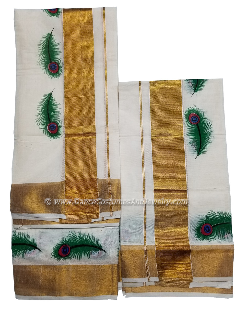 Kerala Set Mundu with 2 inch kasavu pallu and blue border for women