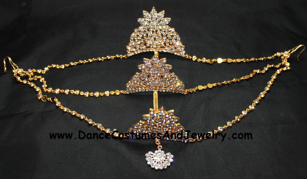 Stone jewelry 3 step crown or kireedam,dance jewelry, dance costumes
